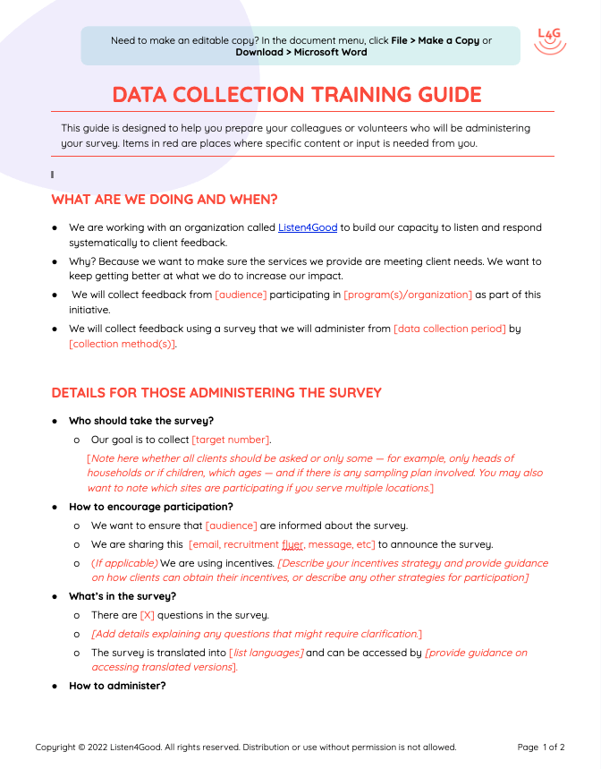 Step 2: Planning for data collection [New] – Listen4Good